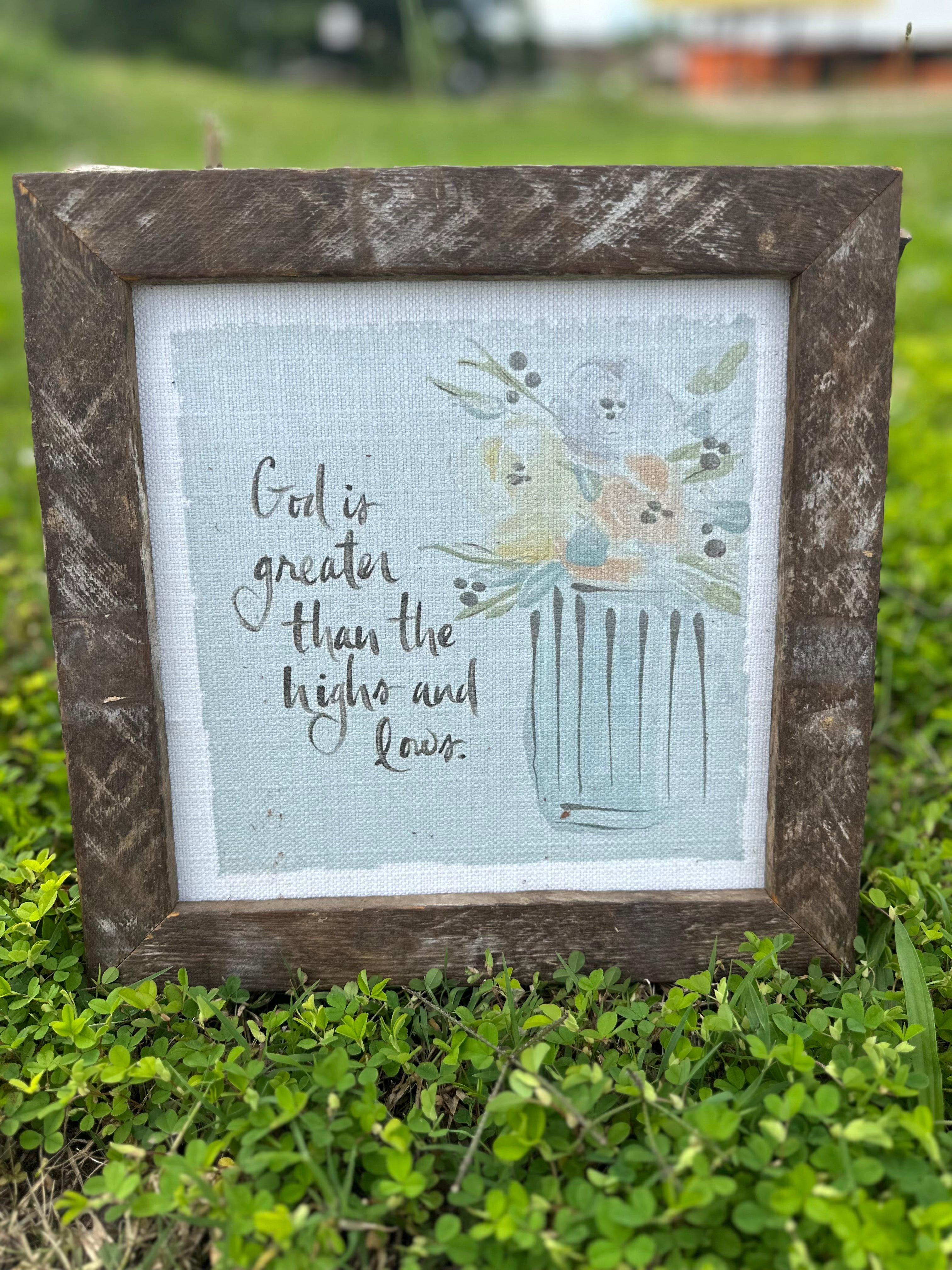 God is Greater Framed Art – Grey Antler Home